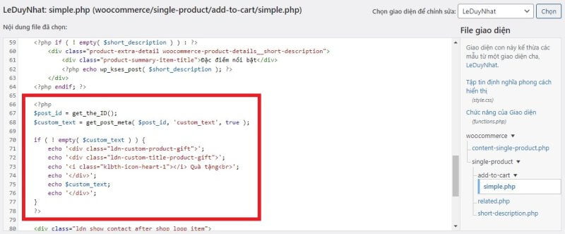 Thêm Custom Text Box cho trang sản phẩm WooCommerce | Duy Nhất